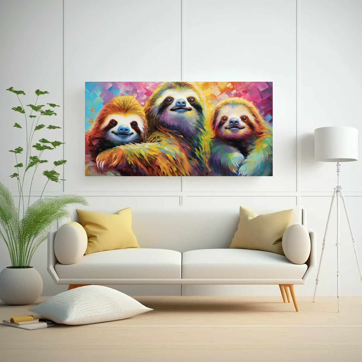 Cuadro Movimiento Urbano Estilo Pintura A Sloths Colorida - DecoCuadros