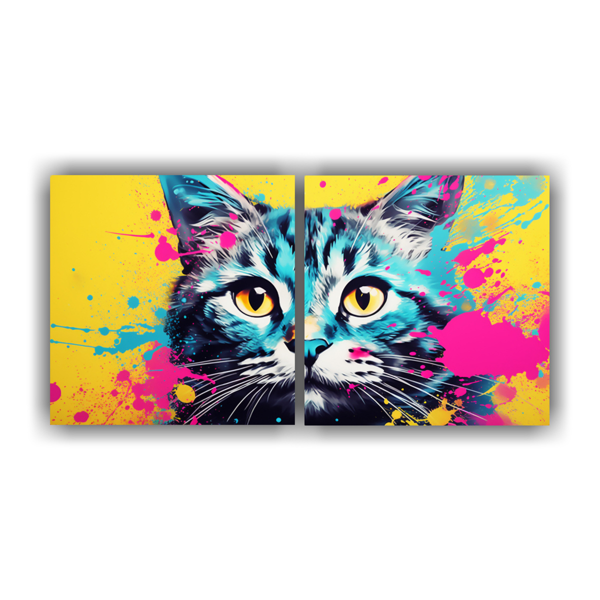 Cuadro De Gato En Colores Pastel Y Turquesa - Compra Online - Decocuadros