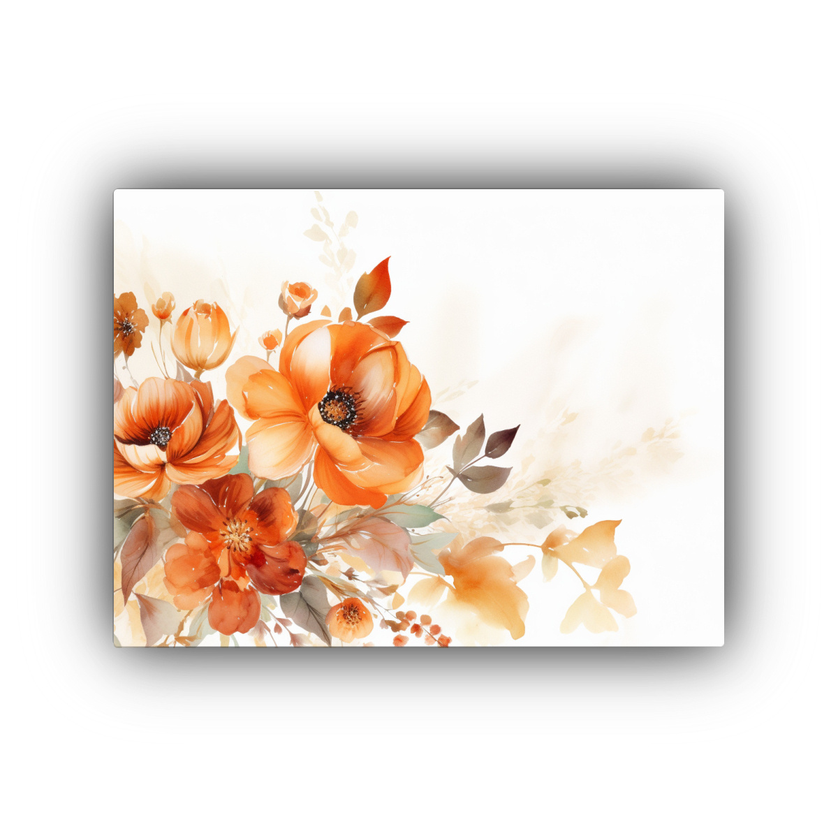 Cuadro Floral Acuarela Naranja Neutro - DecoCuadros