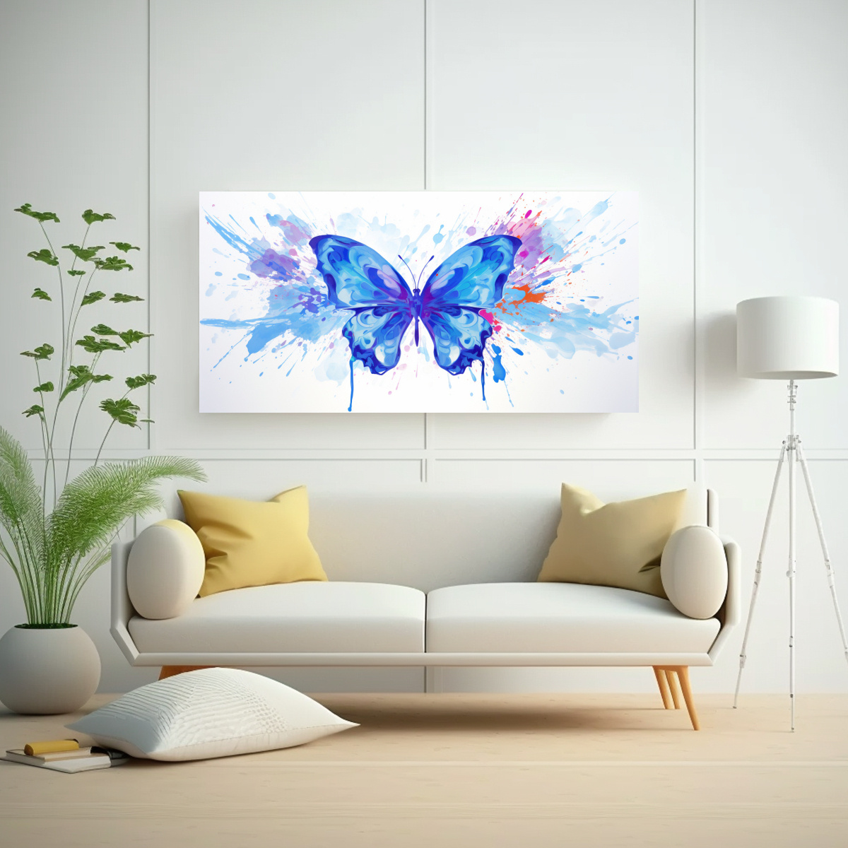 Cuadro Lienzo Mariposa Tonos Lila Neo Pop Art - Decocuadros