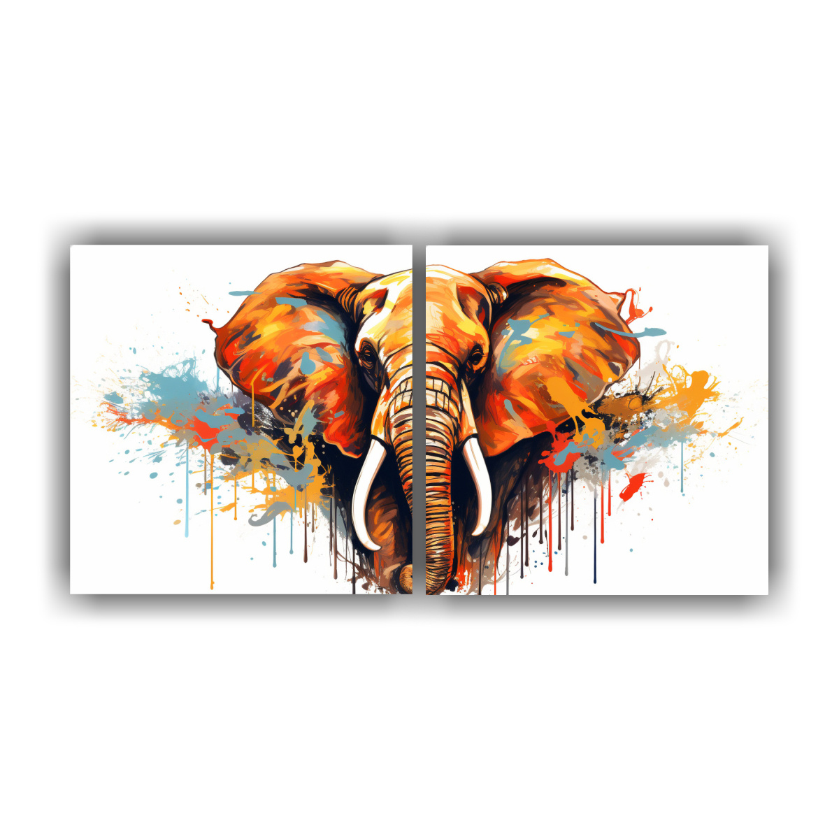 Cuadro Movimiento Mágico Elefante Acuarelas Colores Oro - DecoCuadros