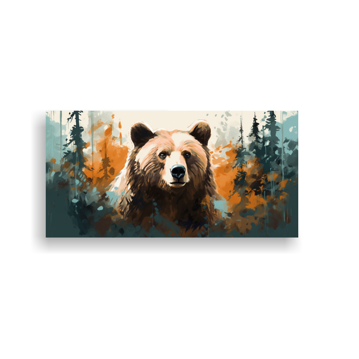 Cuadro Moderno De Oso En Tonos Tan Y Forestales - DecoCuadros