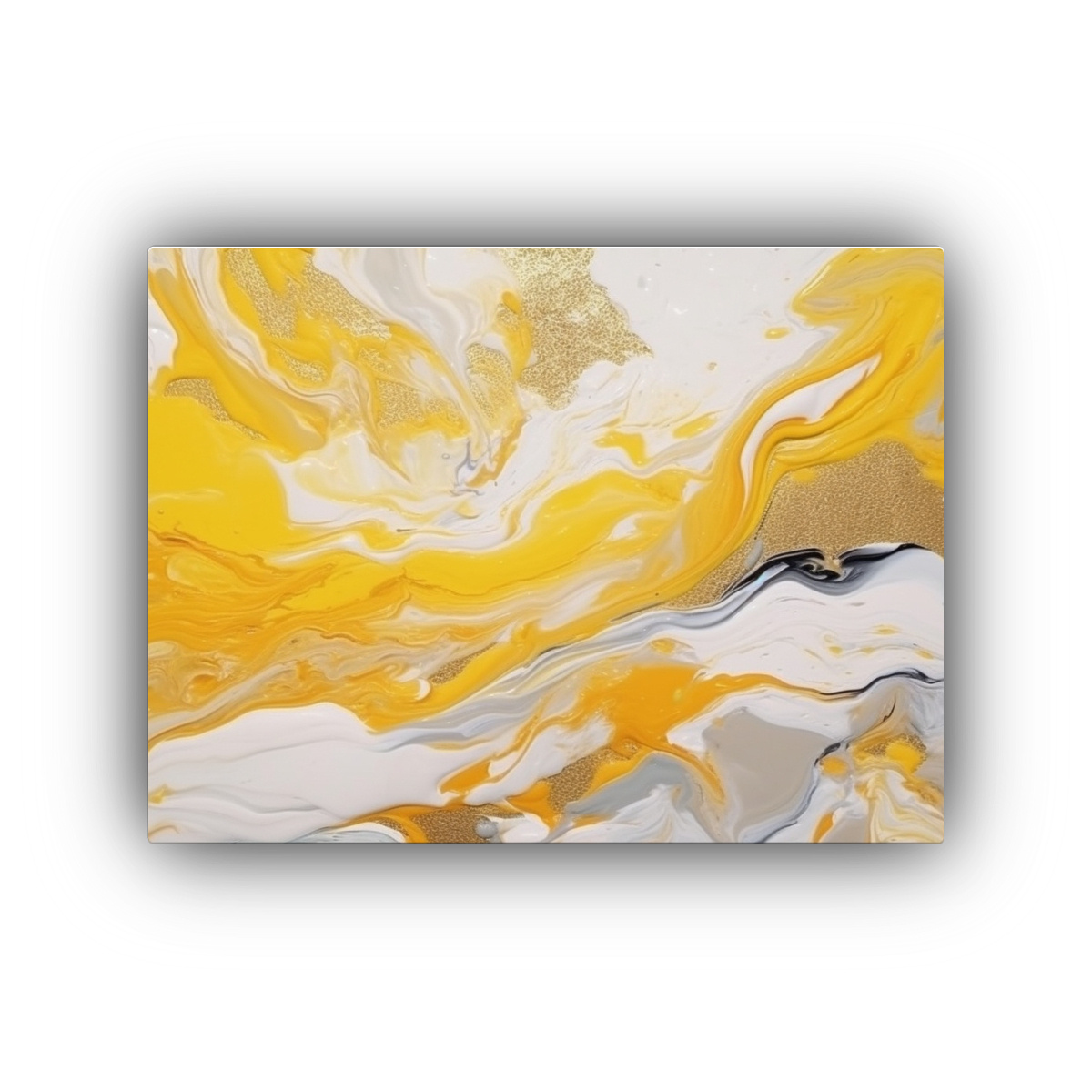 Cuadro Decorativo Amarillo Y Blanco: Diseño Moderno De Remolino En Lienzo - Decocuadros