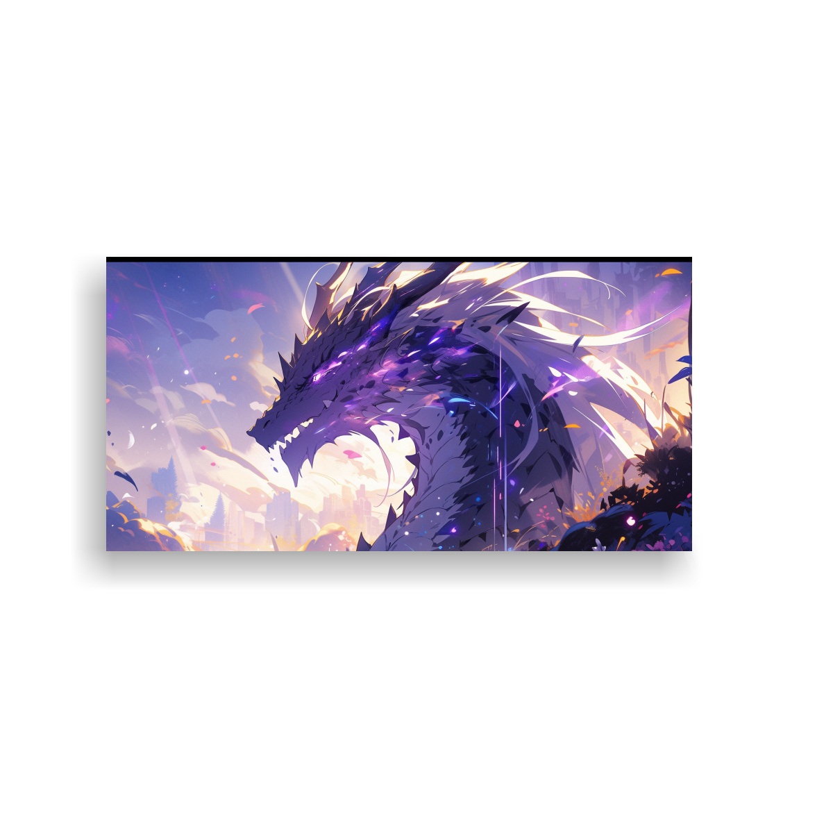 Cuadro Decorativo Arte De Calle Dragón Púrpura Y Azul - Decocuadros