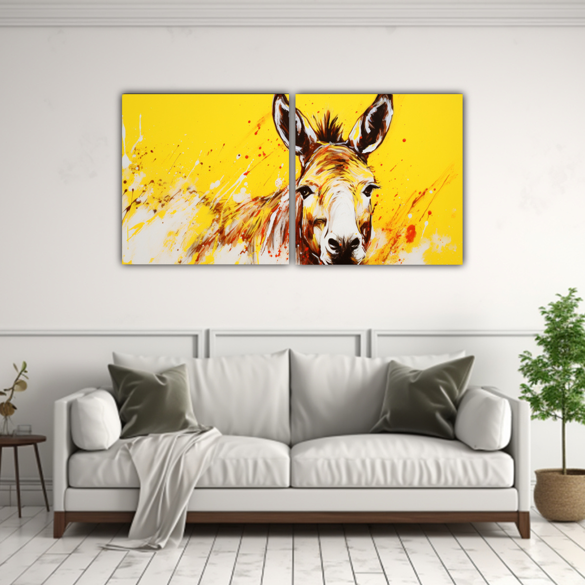 Cuadro Decorativo De Burro En Colores Vibrantes Y Amarillos - DecoCuadros