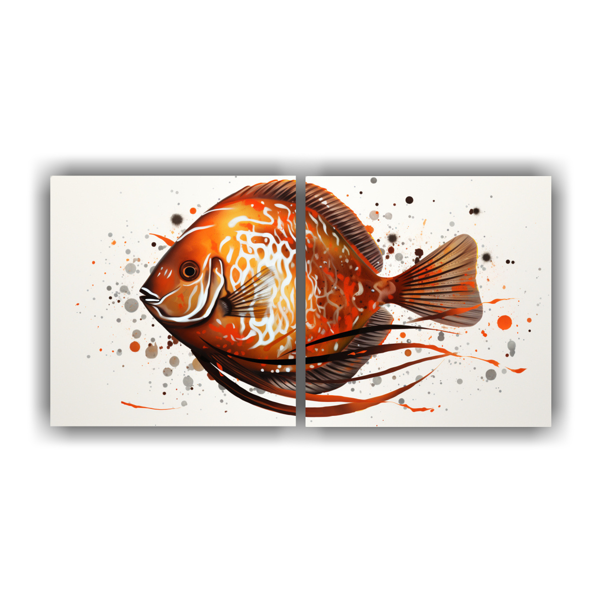 Cuadro Pinturas Acuarela Original Pez Disco Translucent Marrones ...