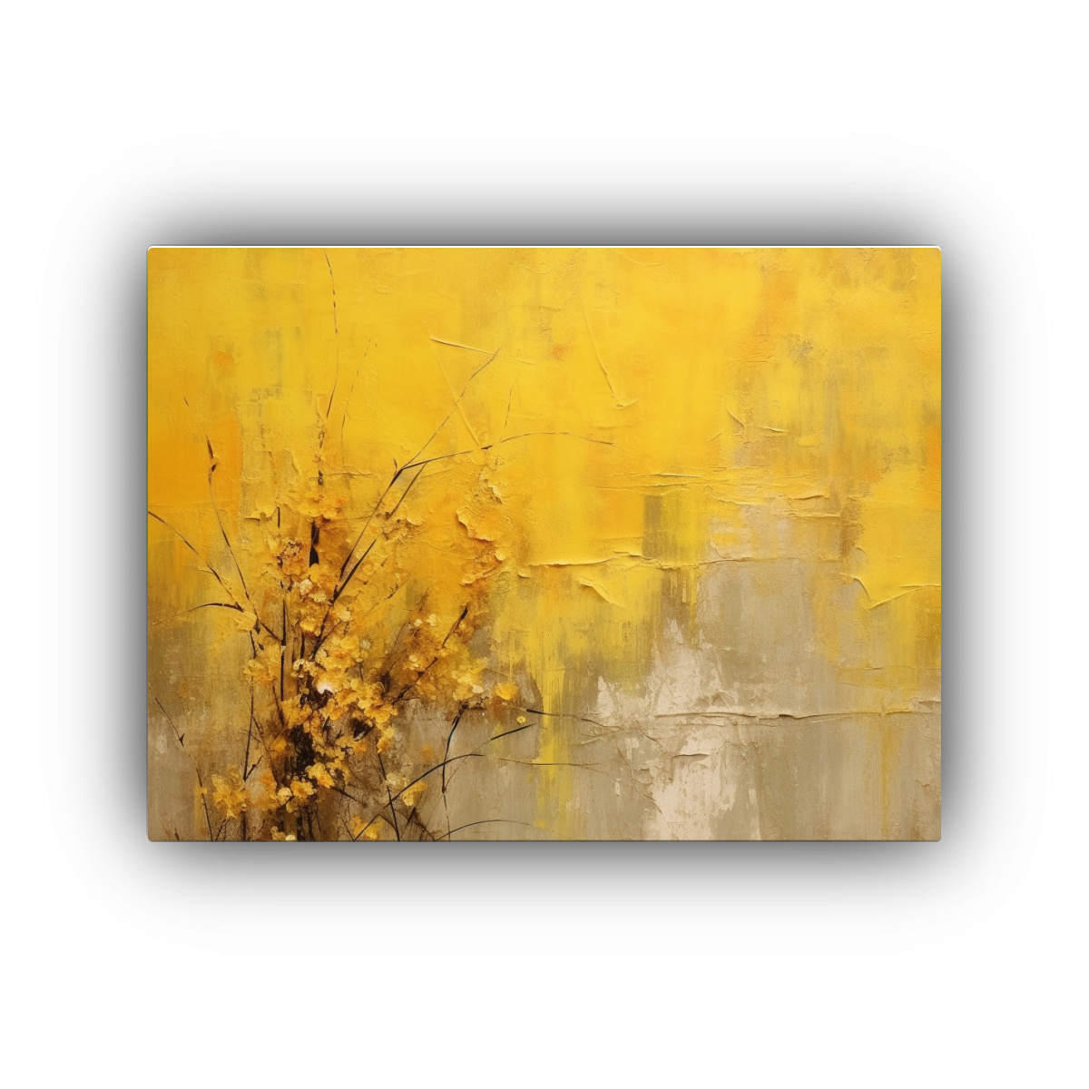 Cuadro Impacto Visual Amarillo Vintage En Papel Tapiz Rasgado - DecoCuadros