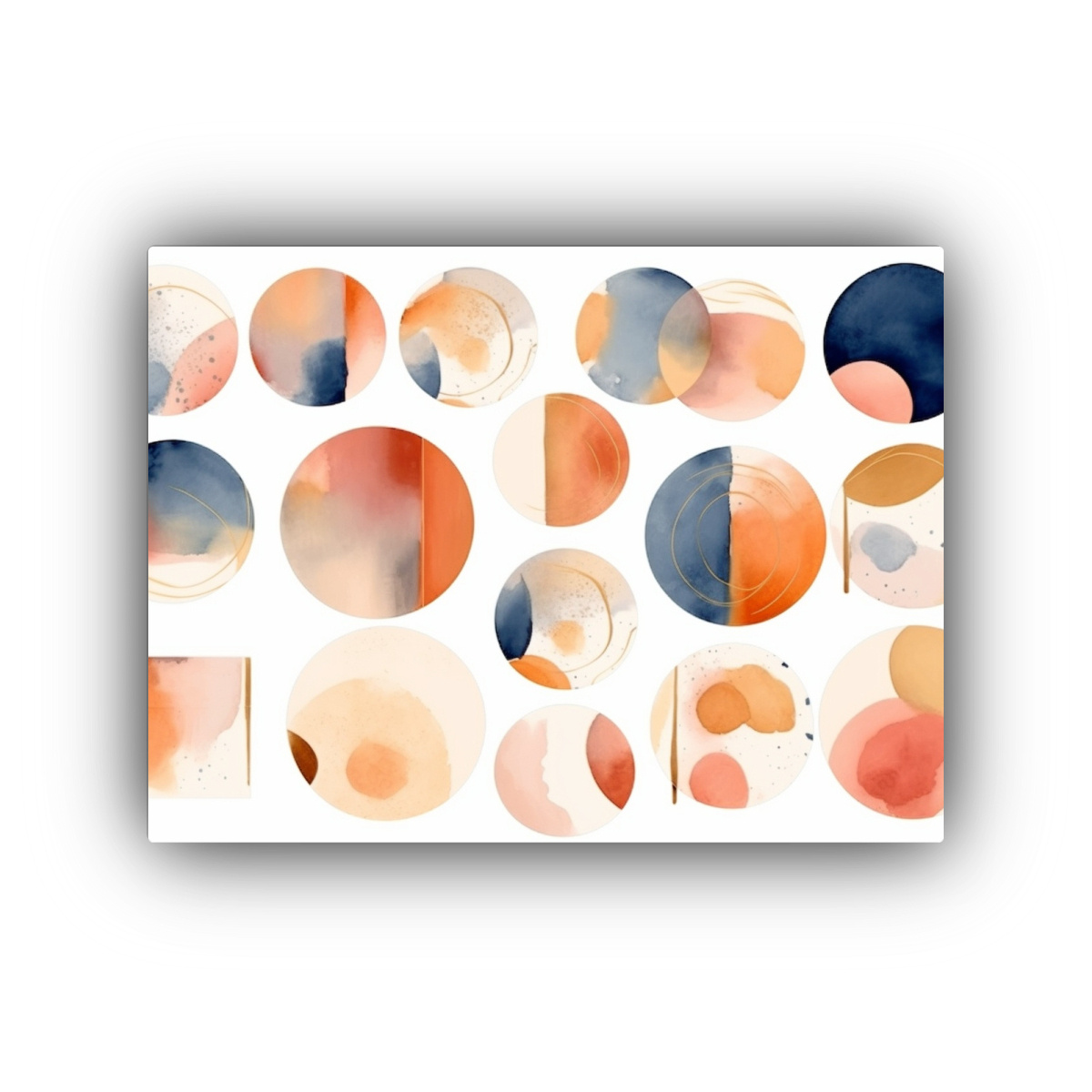 Cuadro Abstracto Elegante En Tonos Terracota, Azul, Naranja Y Rosa Suave - Decocuadros