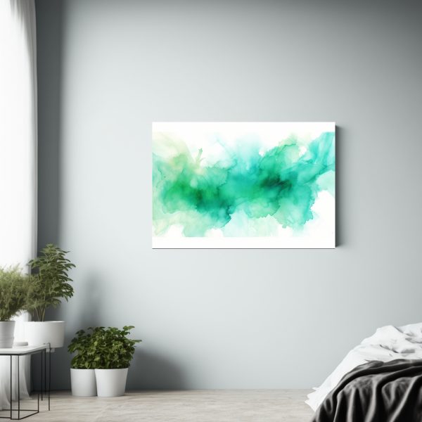 Cuadro Decorativo Belleza En Acuarela Verde Menta Azul Claro - Decocuadros