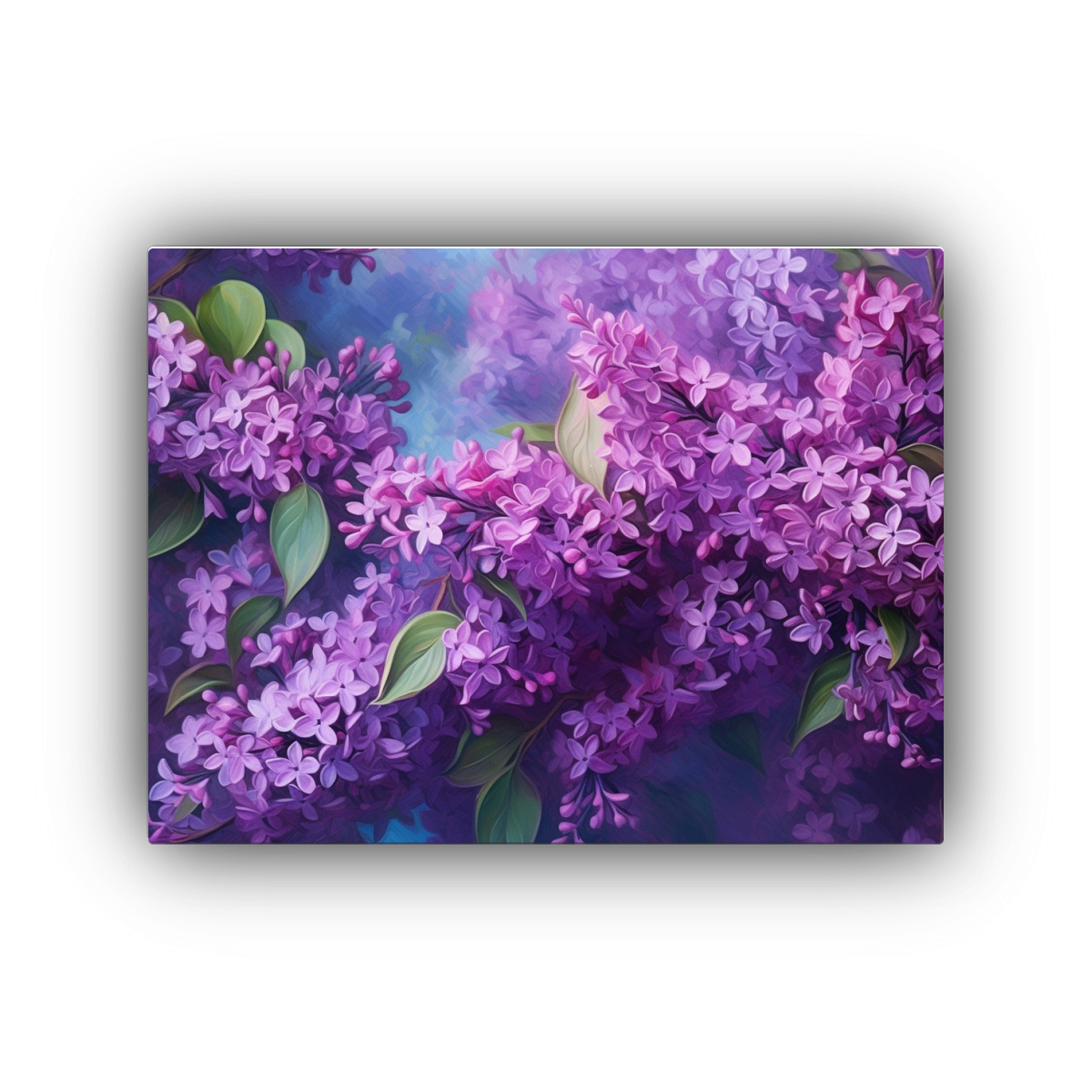 Cuadro Decorativo Figuras Lilas En Arbusto Floreciente - DecoCuadros