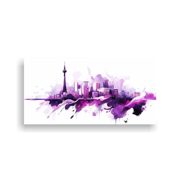 Cuadro Decorativo Santiago City En Colores Morado Y Blanco - Decocuadros