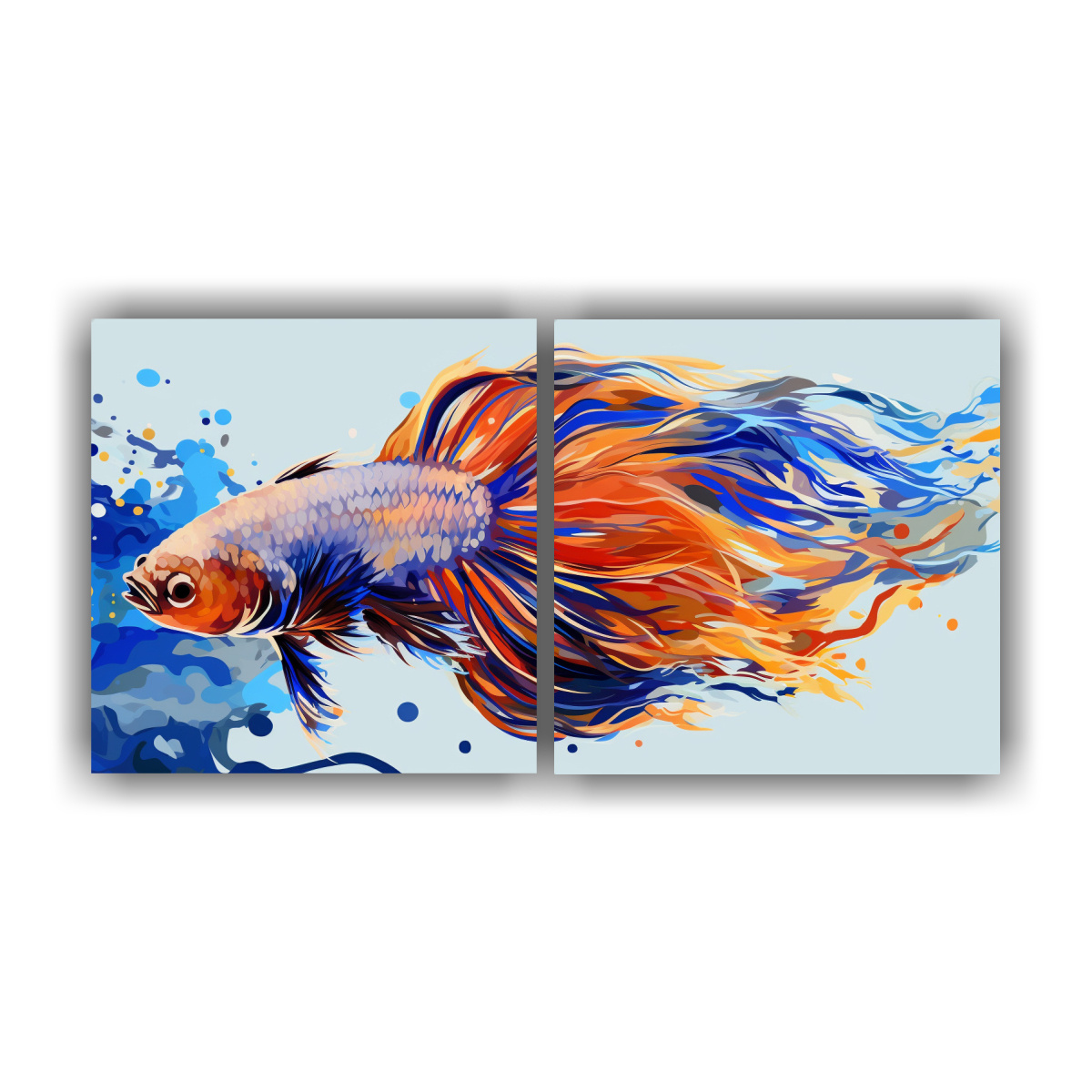 Cuadro Betta Fish En Colores Naranja Quemado Y Azul Real - DecoCuadros
