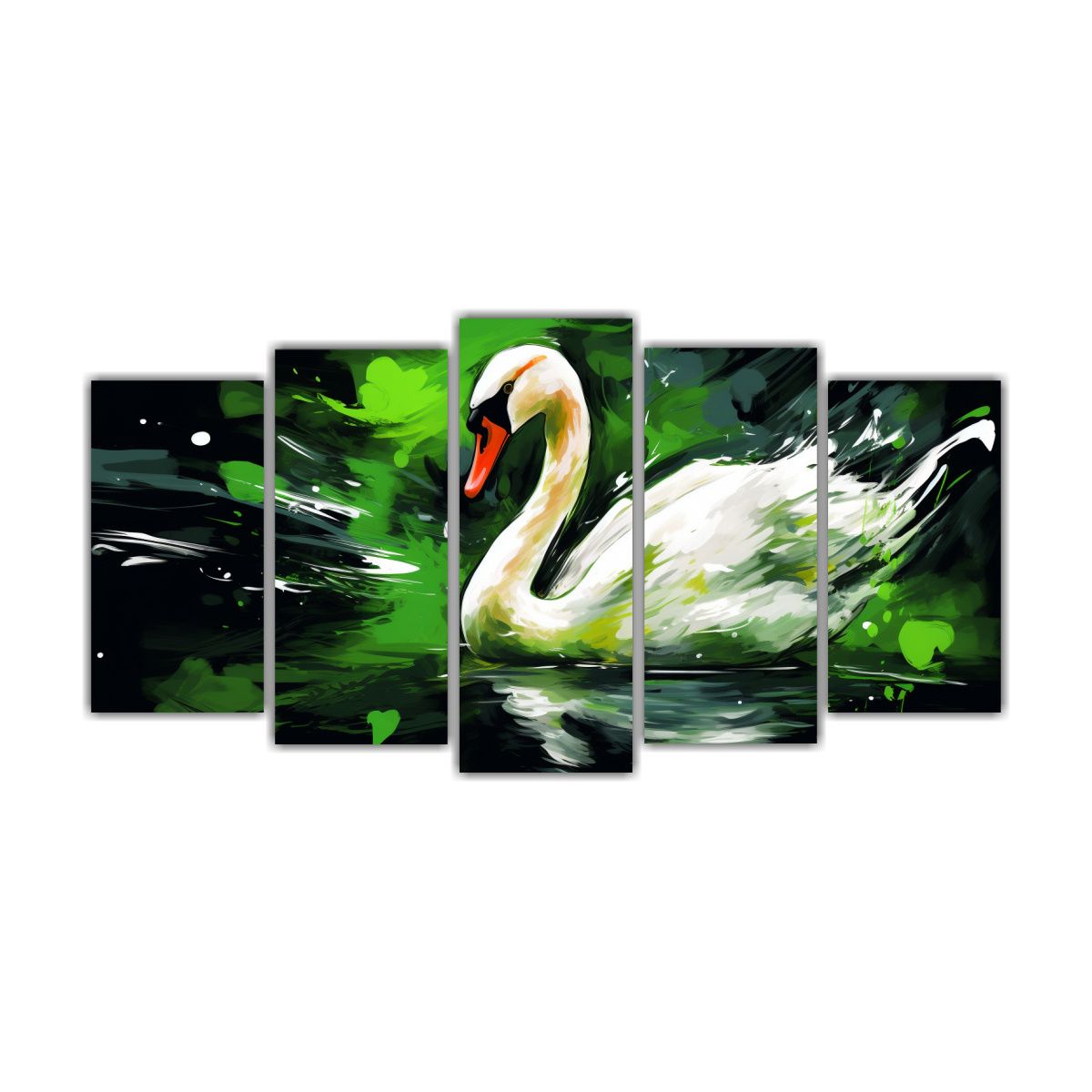Cuadro Canvas Para Oficina: Cisne En Colores Vibrantes Y Verde Neo Pop ...
