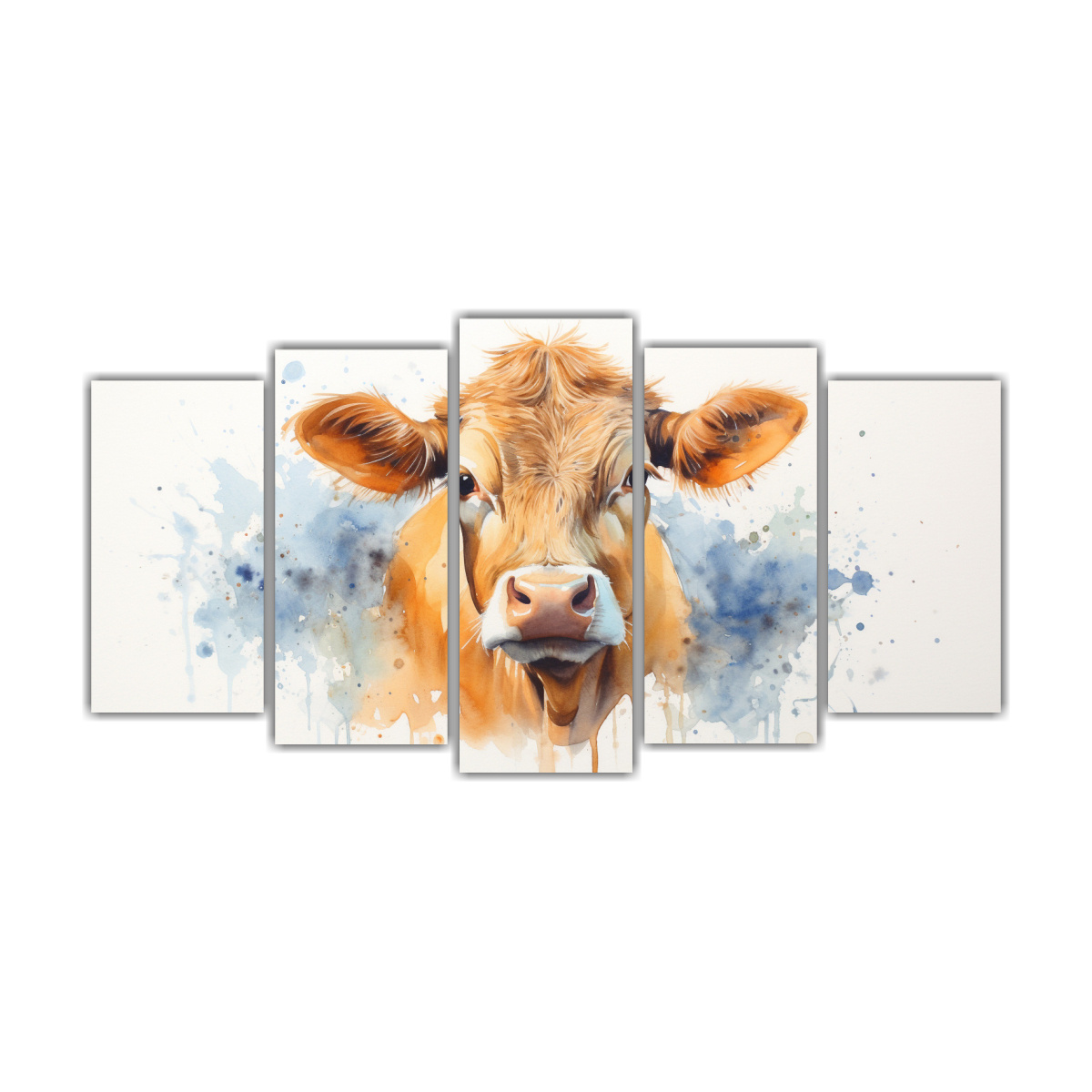 Lienzos Decorativos Vaca Jersey Acuarela Colorida - Set De 5 Piezas ...