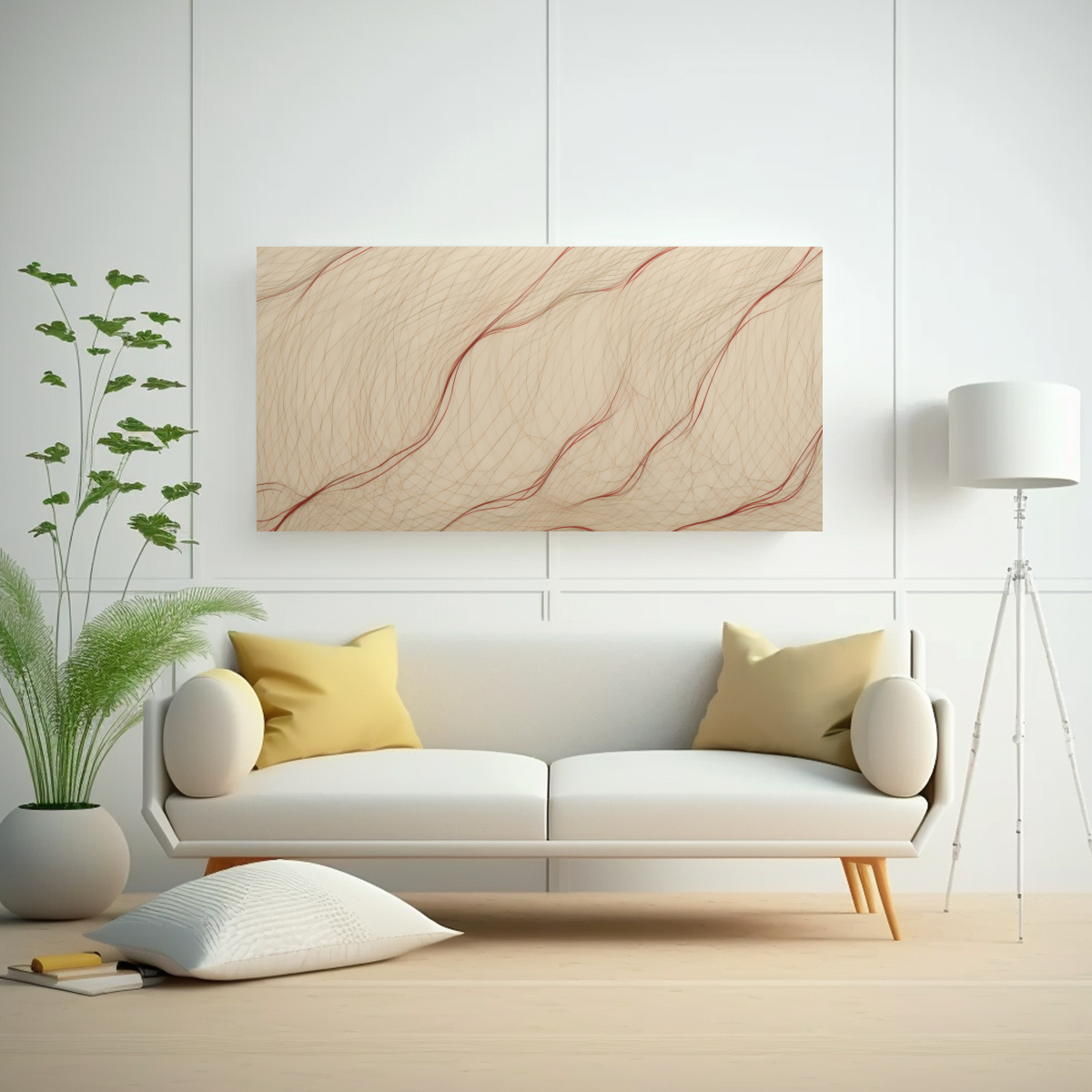 Cuadro Decorativo Líneas Rojas Delgadas En Tela - DecoCuadros