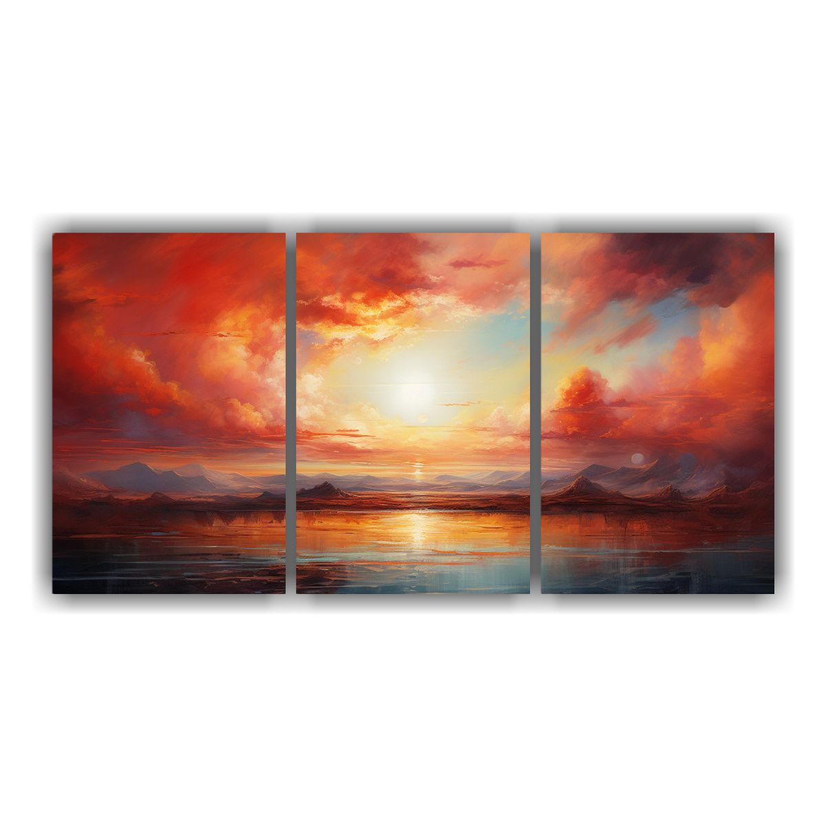 Conjunto Cuadros Amanecer Y Atardecer Con Colores Rojos - DecoCuadros