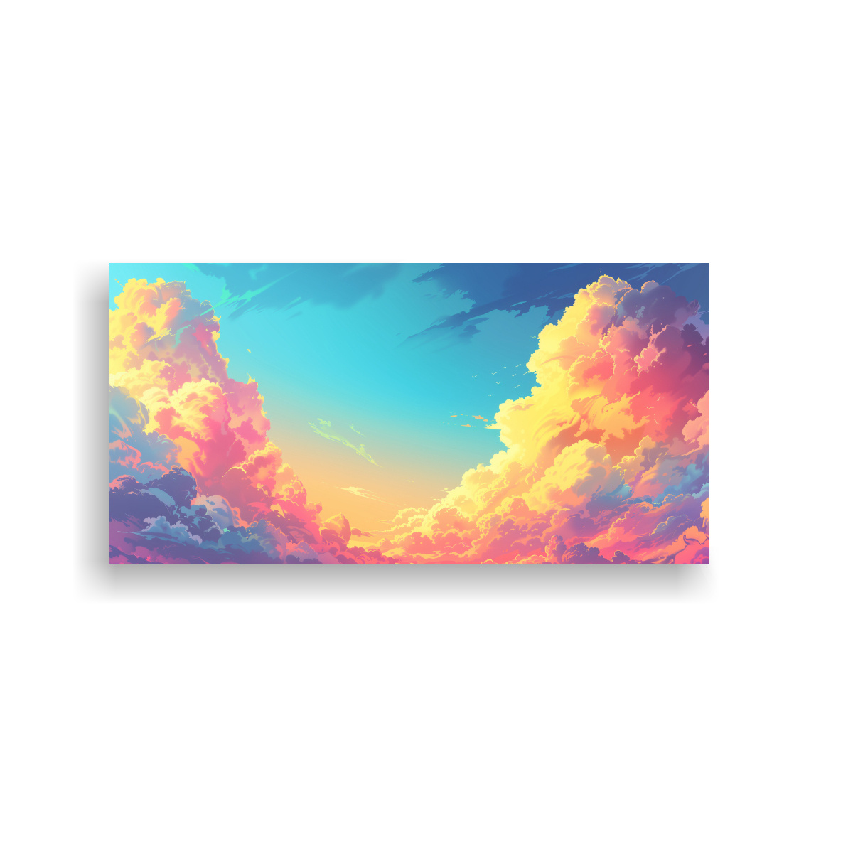 Cuadro Abstracto Cielo Nubes Turquesa Coral Gris Aguamarina Amarillo ...