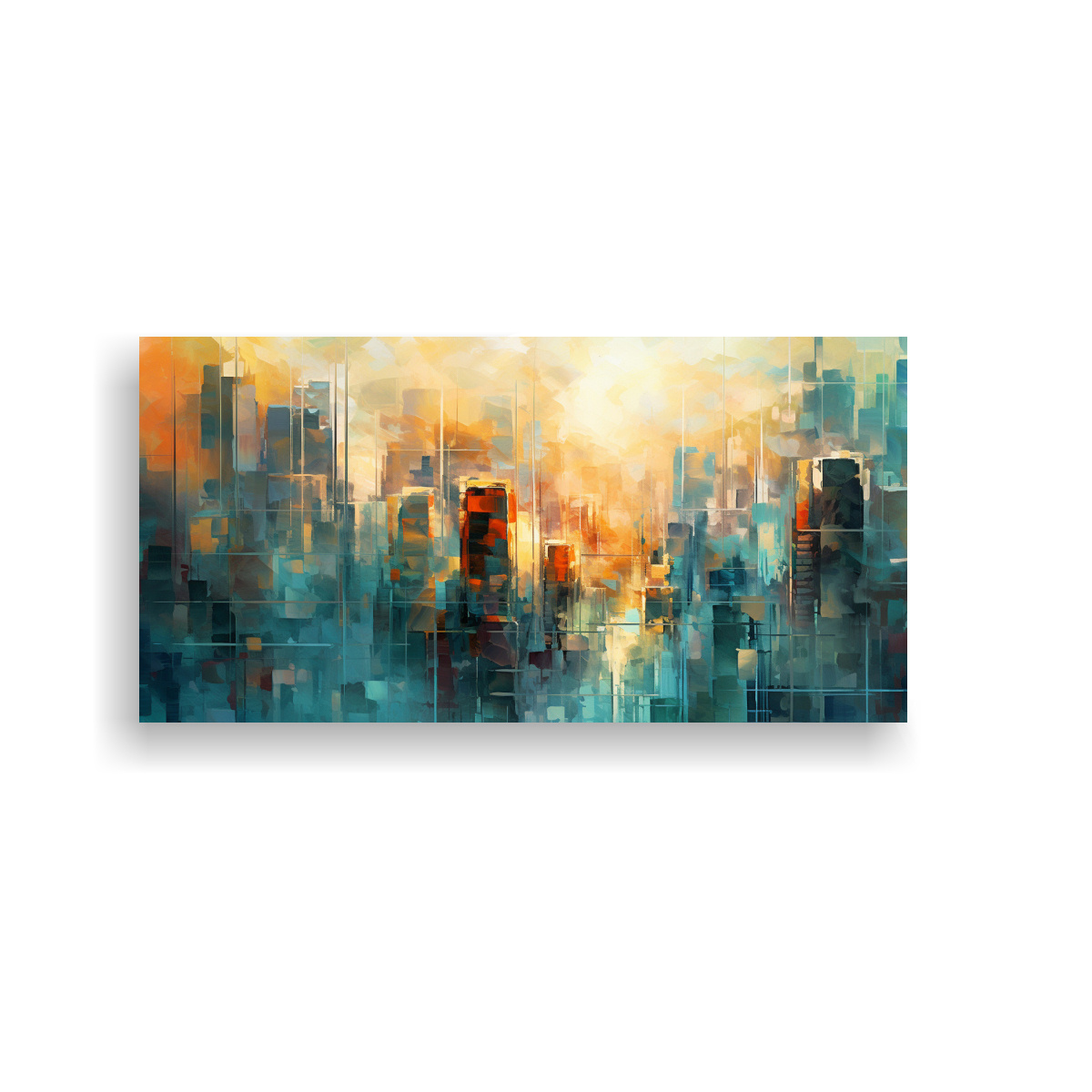 Cuadro Abstracto De Ciudad Futurista Al Amanecer - DecoCuadros