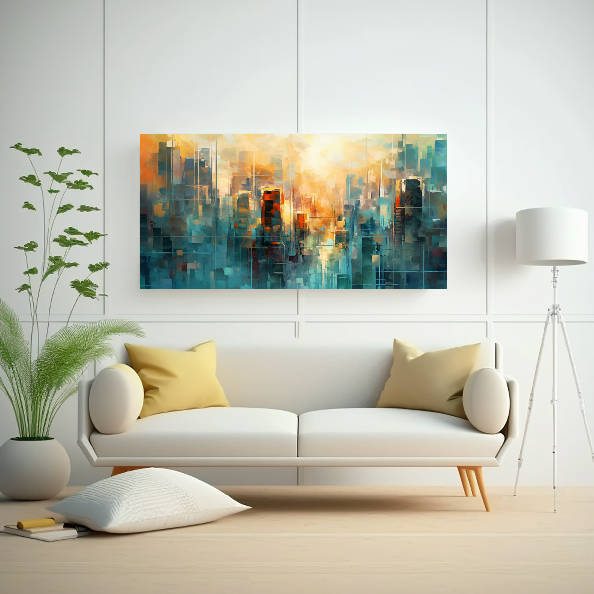 Cuadro Abstracto De Ciudad Futurista Al Amanecer - DecoCuadros