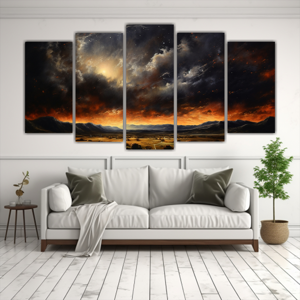 Cuadro Abstracto Equilibrio Noche Estrellada Colores Negros - Decocuadros