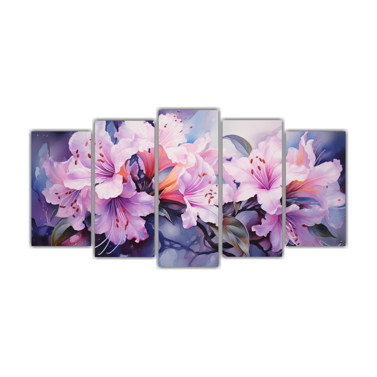 Cuadro Abstracto Decorativo Con Flores De Rododendros En Colores Morado ...