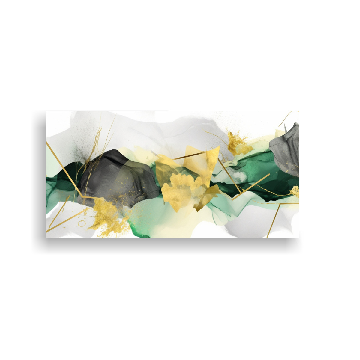 Cuadro Abstracto En Verde Y Dorado Para Decoración - DecoCuadros