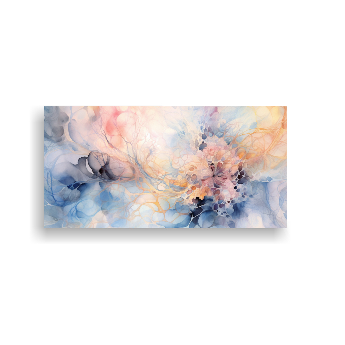 Cuadro Abstracto Con Acuarela única De Cielo Azul Y Nubes - Decocuadros