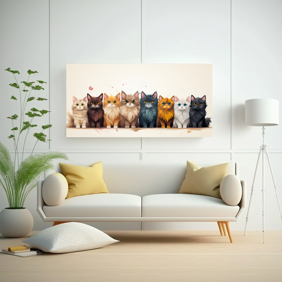 Cuadro Animado De Gatos En Colores Vivos - DecoCuadros