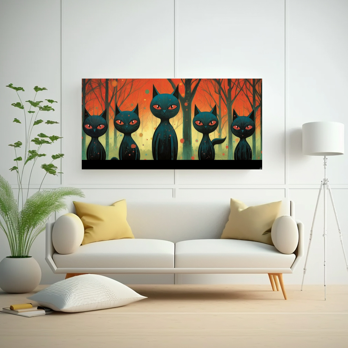 Cuadro Arte De Pared Tema Visión Gatos Negros Tom Harvey Estilo - DecoCuadros