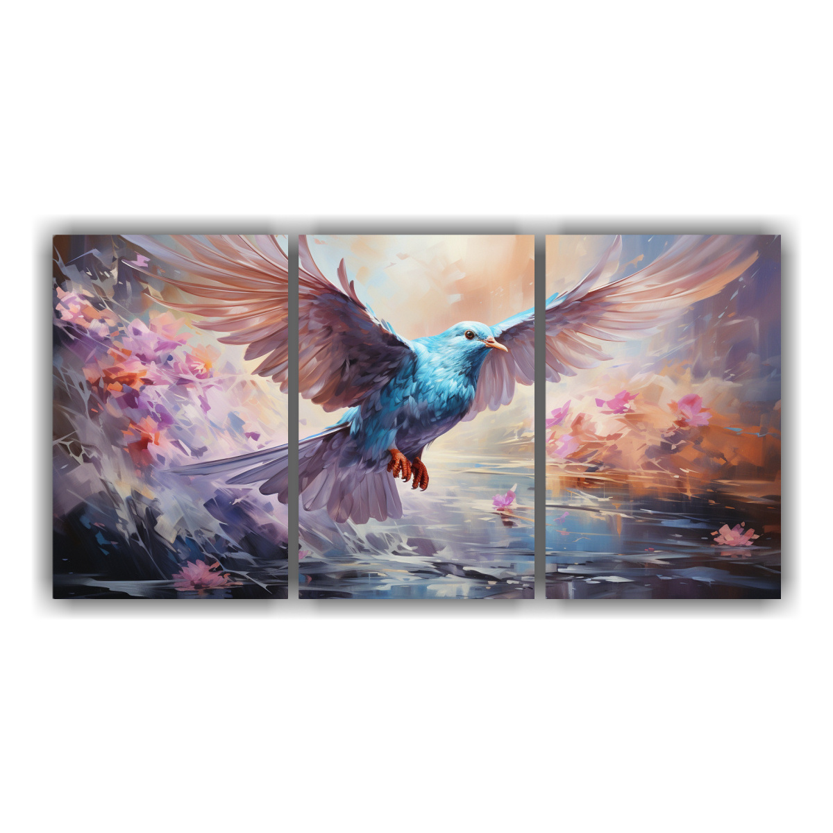 Cuadro Canvas Simétrico Arte Fino Pintura Paloma Acuarela Colorida ...