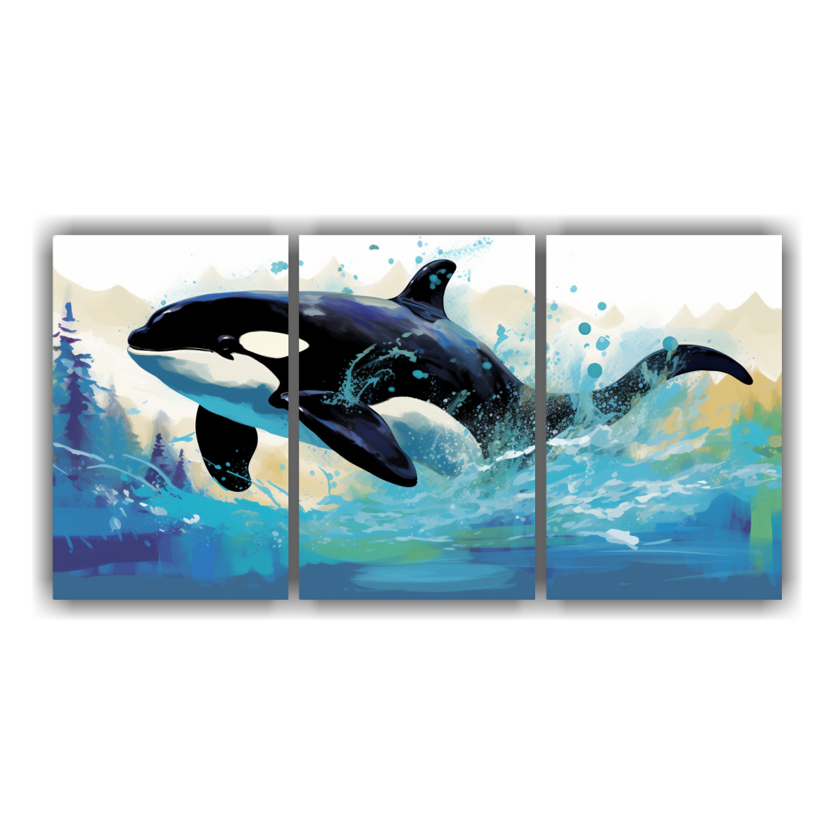 Cuadro Orca Whale En Tonos Sutiles Y ónix - Arte Pop Neo - Decocuadros