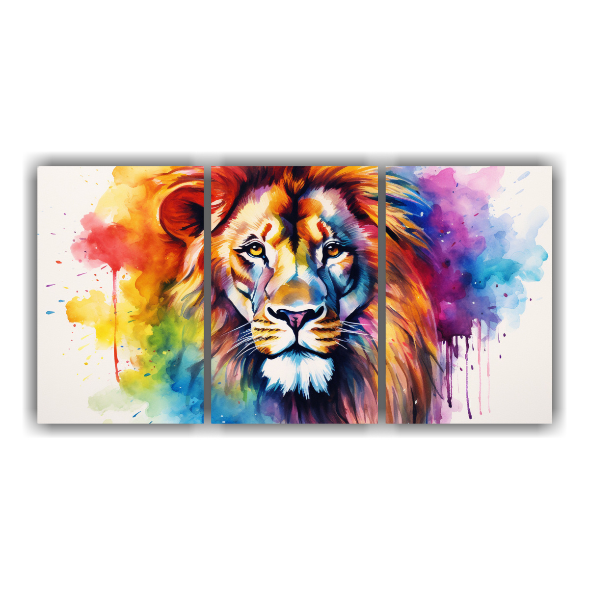 Cuadro León Acuarela Colorida Estilo Movimiento Mágico - DecoCuadros