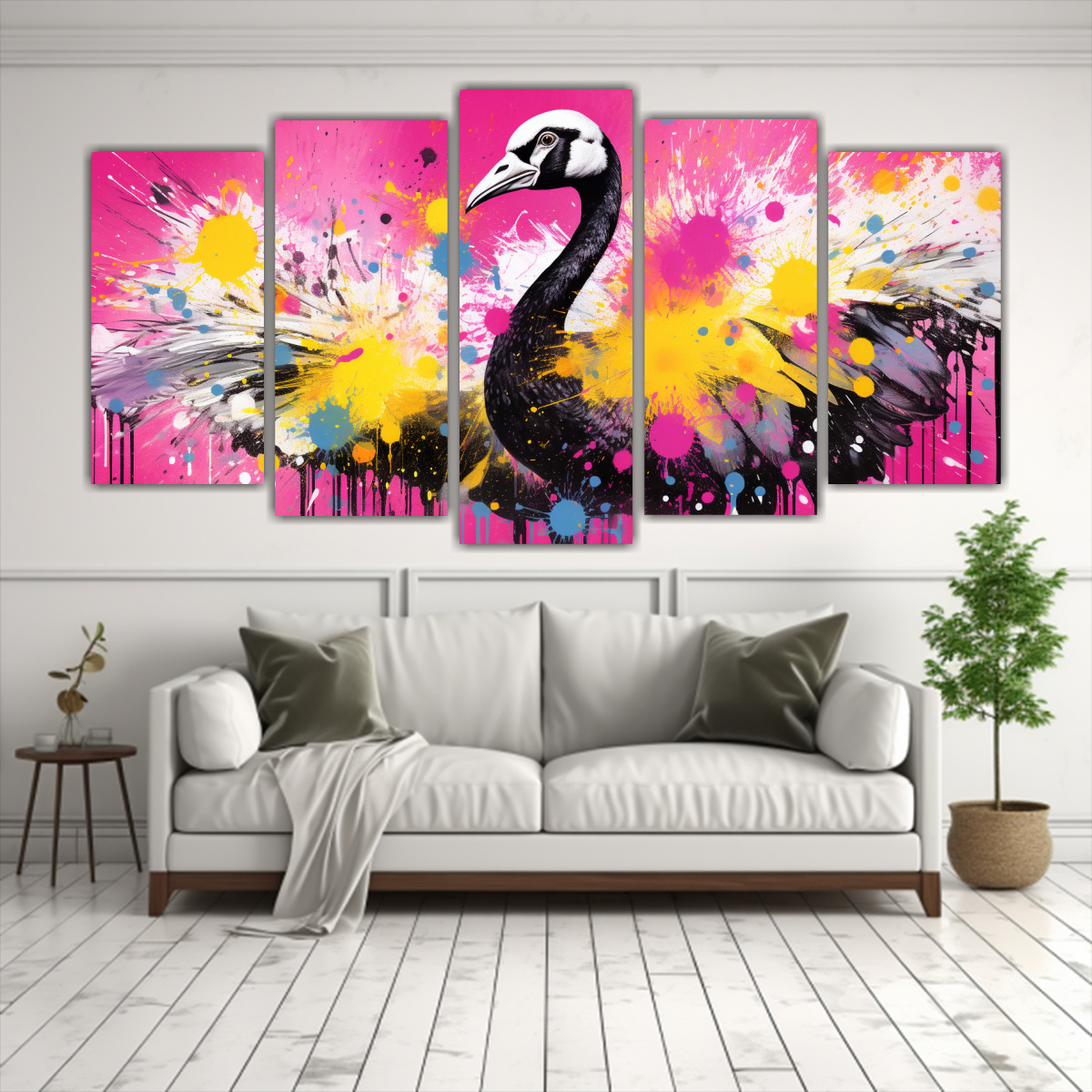 Cuadro De Regalo De Arte Pop Neo A Un Pavo Real En Amarillo Y Rosa ...