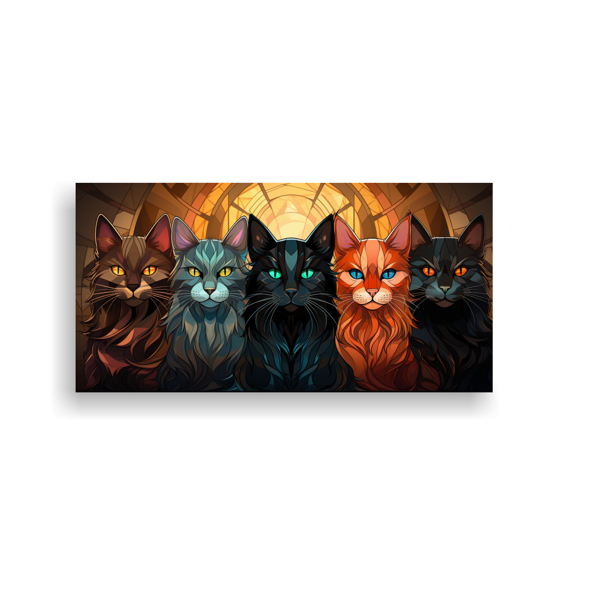 Cuadro Decorativo De Lienzo Con Grupo De Gatos Dibujados - DecoCuadros