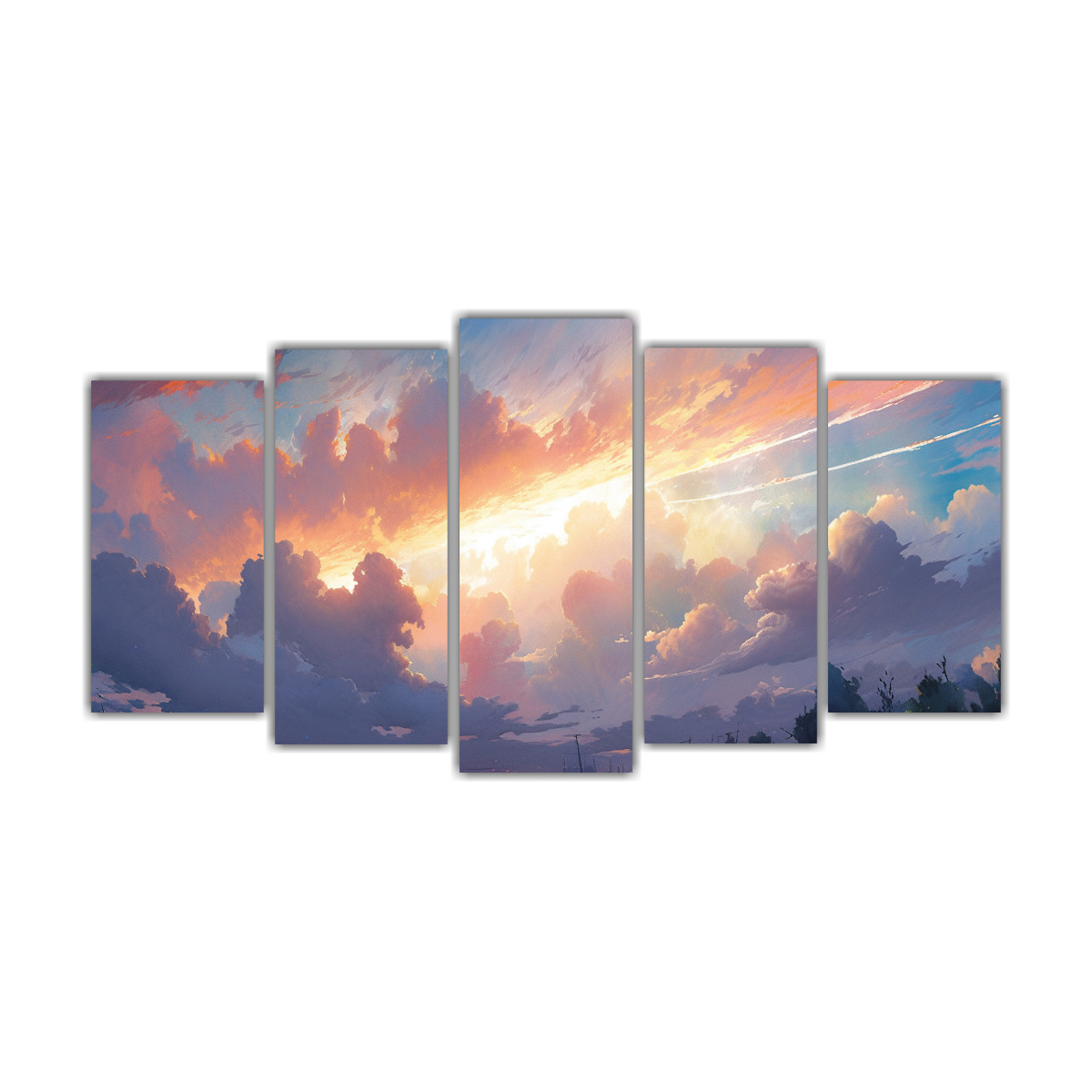 Cuadro Decorativo Lienzo Abstracto Cielo Arcoíris Colores Negro ...