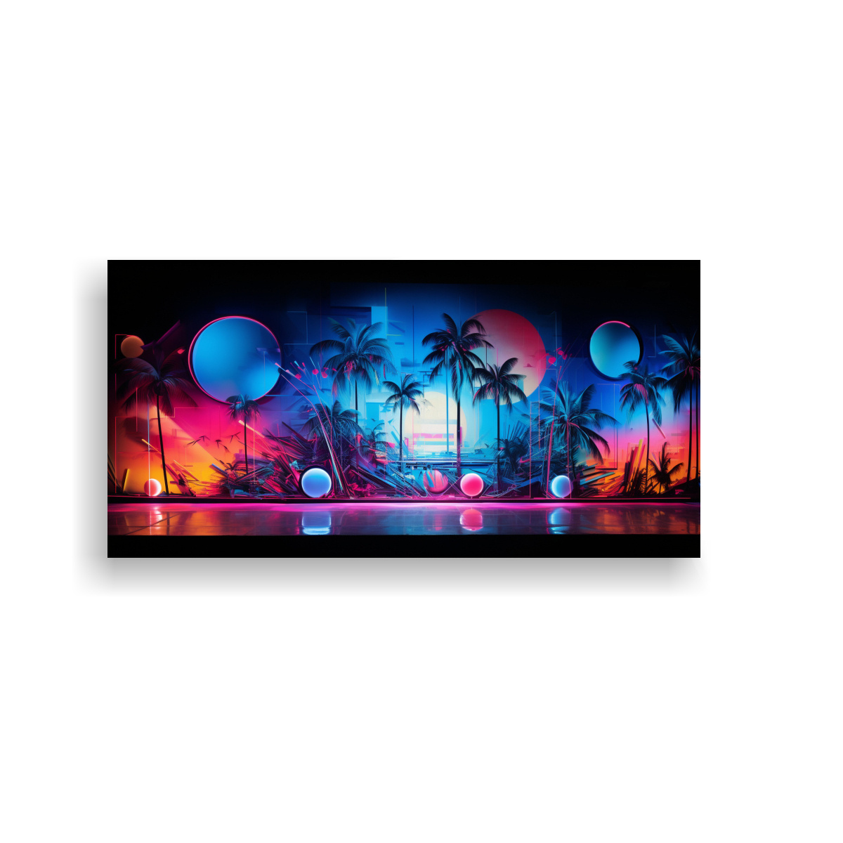 Cuadro Diseño Equilibrio Visual Abstracto Neon Miami Beach - Decocuadros