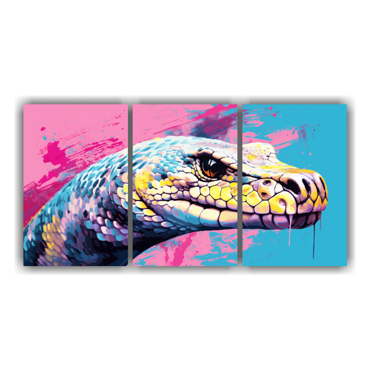 Cuadro Serpiente Cascabel En Tonos Pastel Y Turquesa Neo Pop - Decocuadros