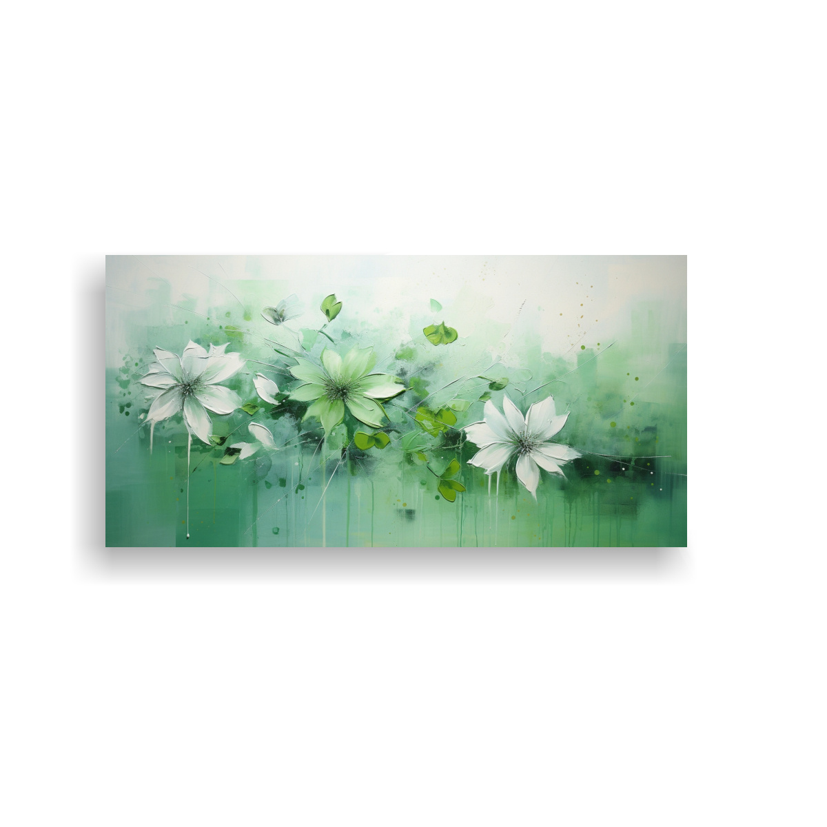 Cuadro Floral Verde Estilo Lienzo Horizontal - DecoCuadros