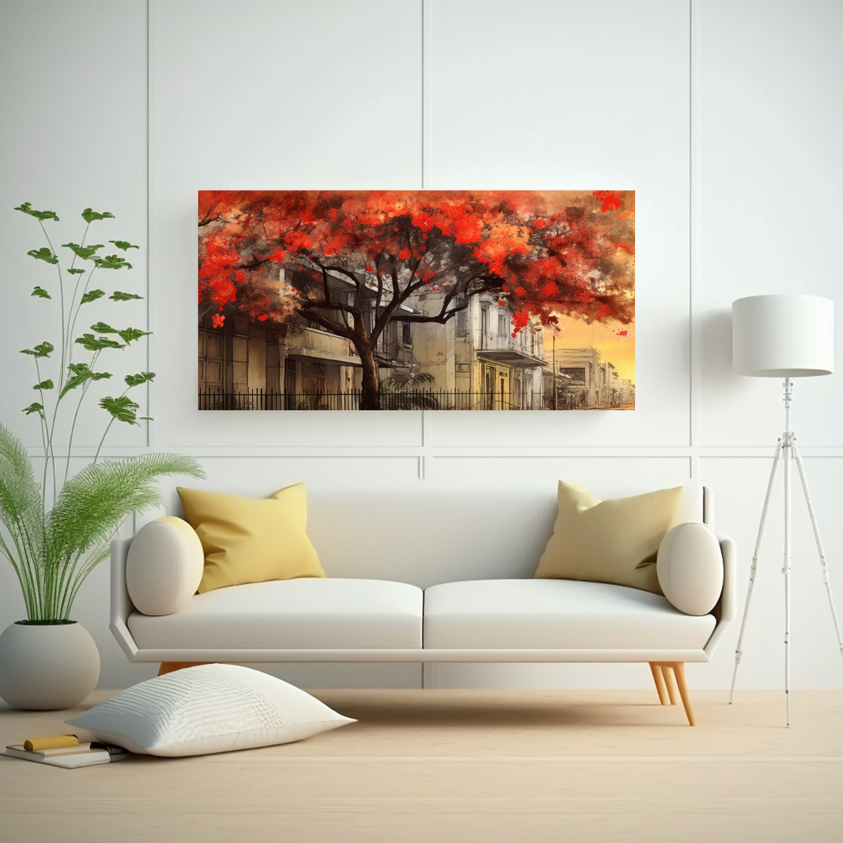 Cuadro Fotografía Street Art Xen árbol Flamboyán En Flor Al Atardecer ...