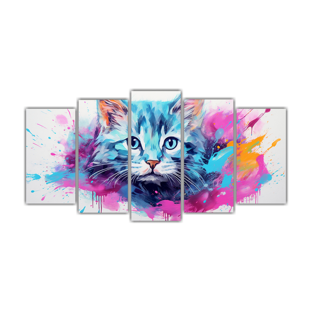 Cuadro Gato En Colores Pastel Y Turquesa - DecoCuadros