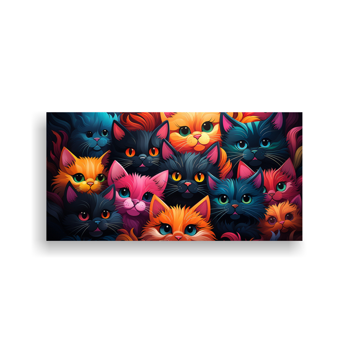 Cuadro Inspirador De Colores Y Patrón De Gato En Lienzo Estilo Cómic ...
