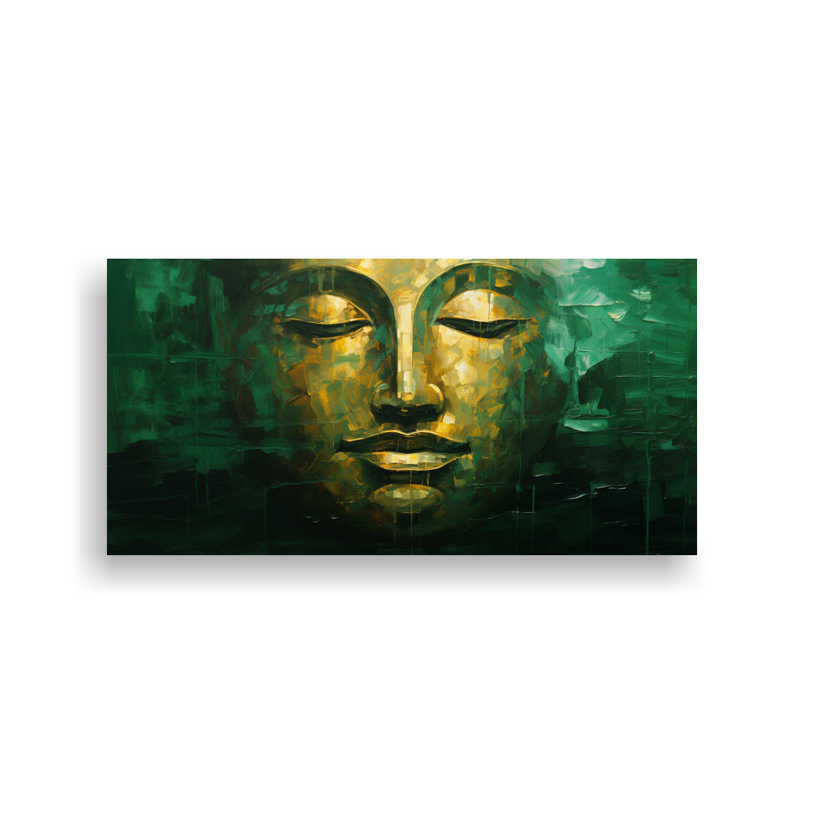 Cuadro Minimalista: Rostro De Buda En Estilo Abstracto Dorado Y Verde - ¡Decora Con Estilo ...