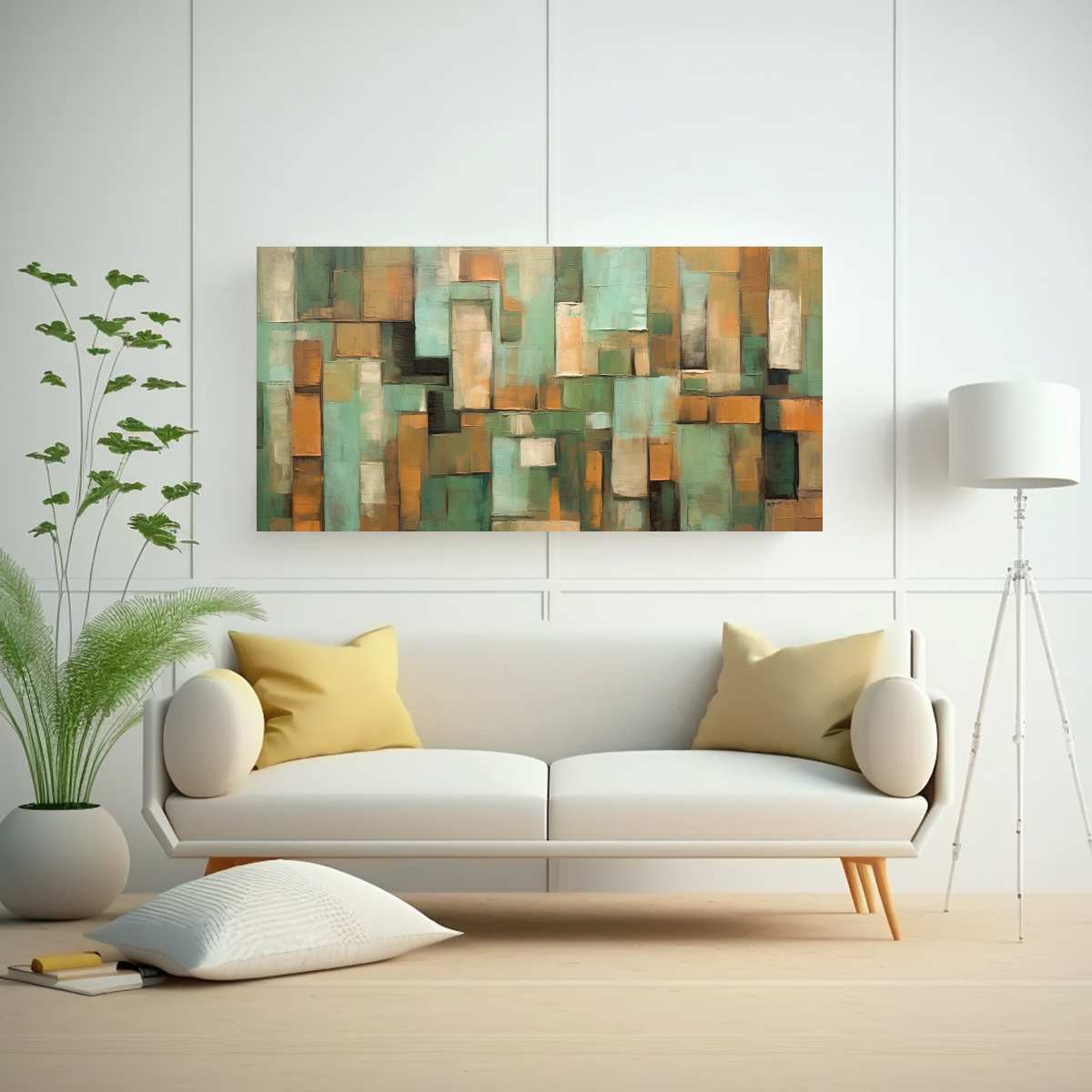 Cuadro Tela Impreso Estética Expressionism Verde Y Marrón - DecoCuadros