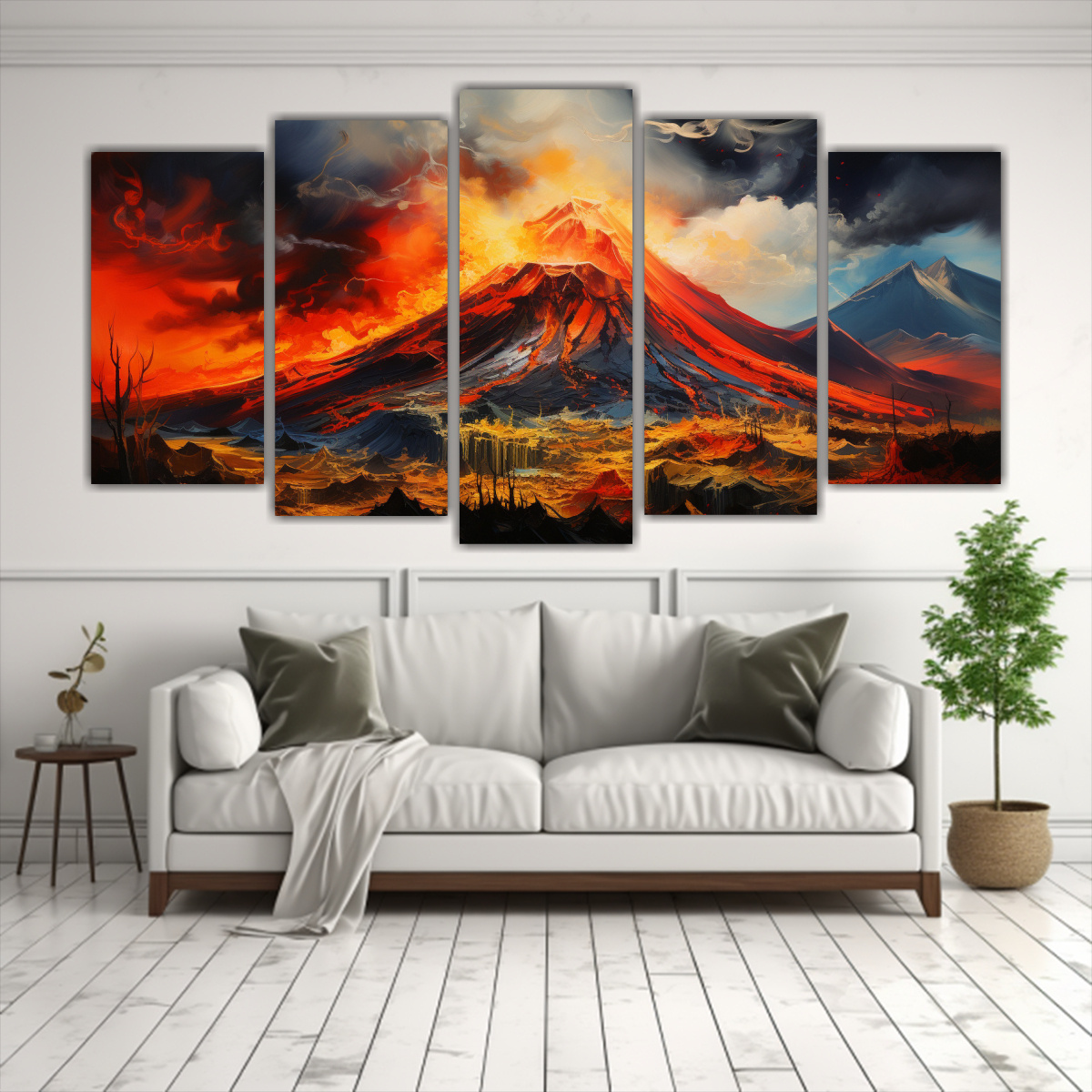 Cuadro Abstracto Relieve Volcán Con Colores Naranja - DecoCuadros