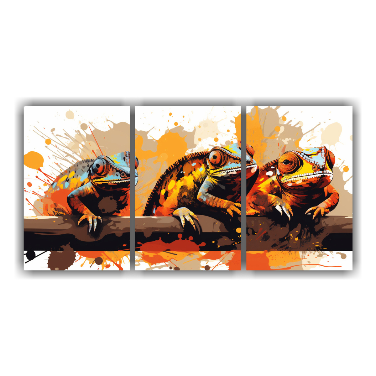 Cuadros Chameleón En Marrón Y Naranja: Sensibilidad Artística Neo Pop - Decocuadros