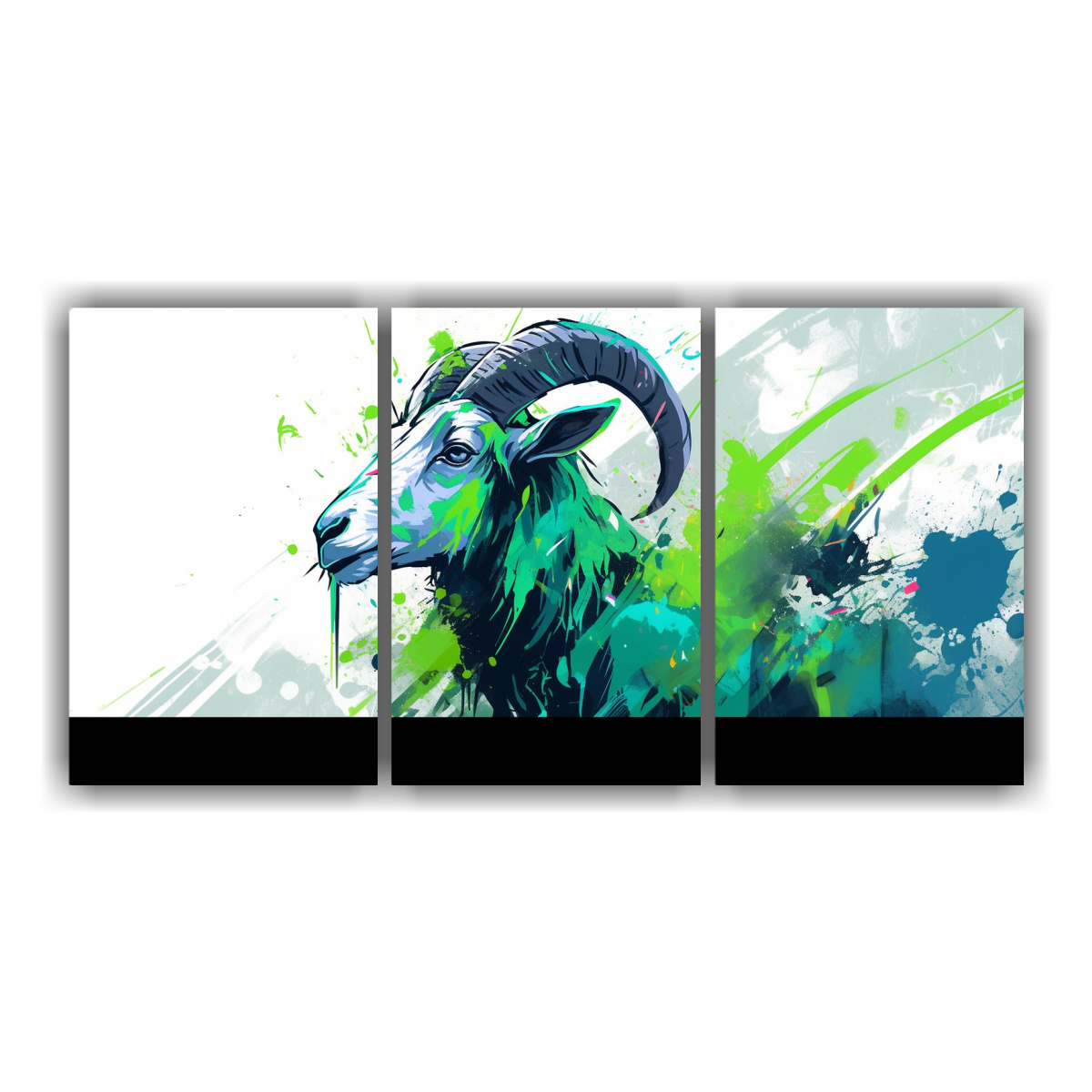 Cuadro Decorativo Cabra Verde Y Azul En Pop Art Neo En Bastidor De ...