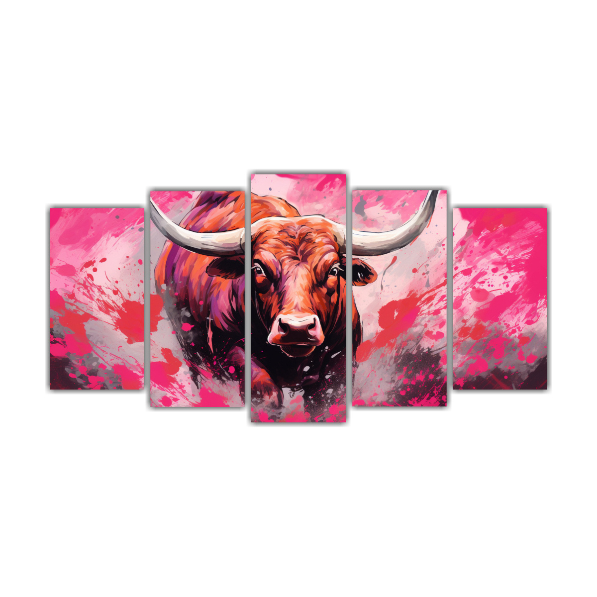Cuadros De Toros En Colores Rosa Neo Pop Art - ¡Compra Ahora! - Decocuadros