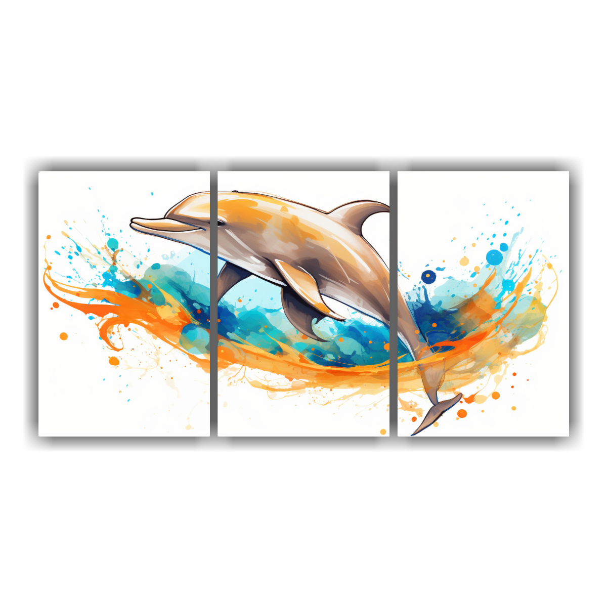 Cuadros Decorativos Temática Delfines En Colores Castaño Y Miel - ¡Compra Ahora! - Decocuadros