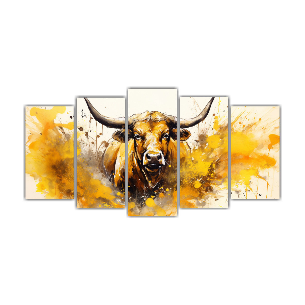 Cuadros Decorativos: Toros En Acuarelas Y Colores Amarillos Arte Neo ...