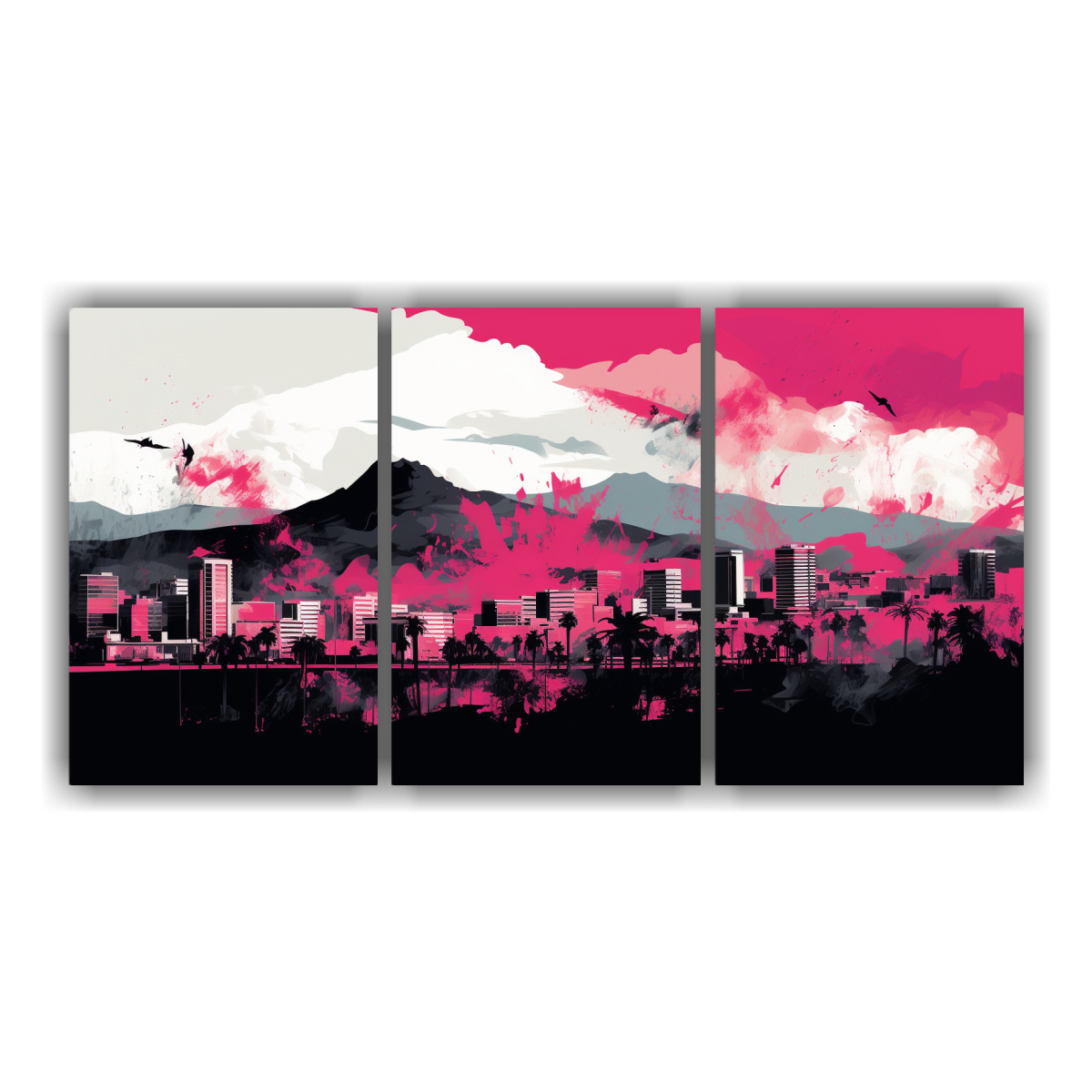 Cuadros Minimalistas Santiago Chile Negro Y Rosa Neon - DecoCuadros